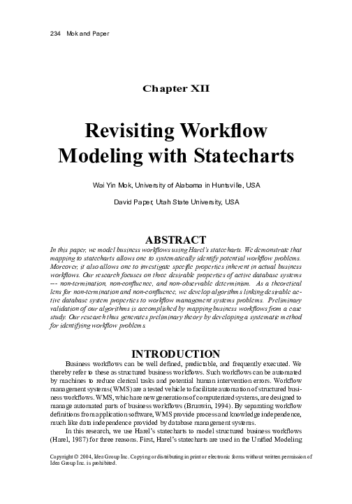 (PDF) Revisiting Workflow Modeling with Statecharts