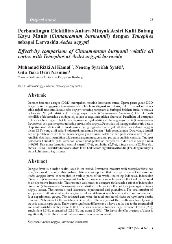 (PDF) Perbandingan Efektifitas Antara Minyak Atsiri Kulit Batang Kayu ...
