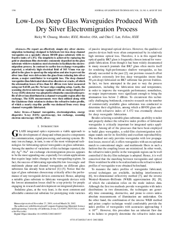 (PDF) Low-loss deep glass waveguides produced with dry silver ...
