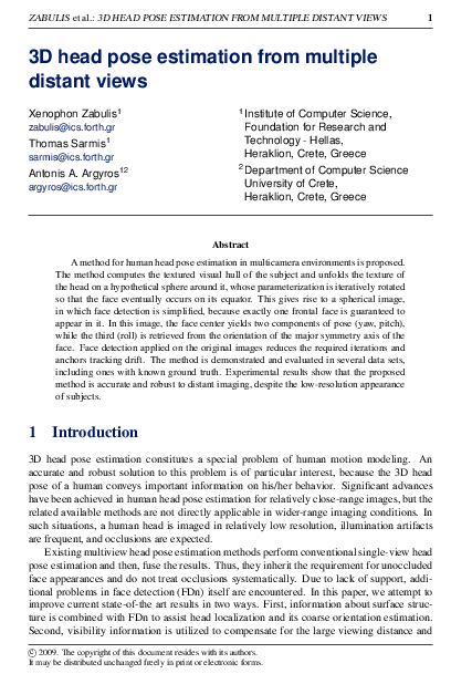 (PDF) 3D head pose estimation from multiple distant views