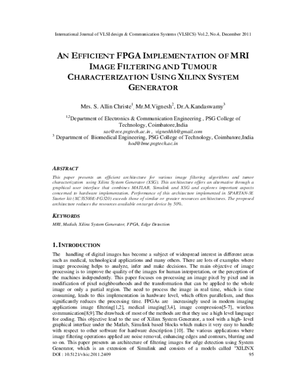 (PDF) An Efficient Fpga Implementation of Mri Image Filtering and Tumour Characterization Using ...