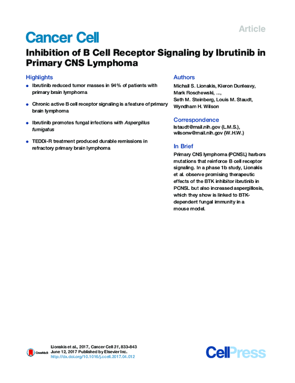 (PDF) Inhibition of B Cell Receptor Signaling by Ibrutinib in Primary ...