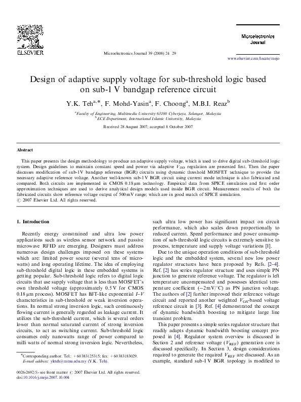 (PDF) Design of adaptive supply voltage for sub-threshold logic based on sub-1V bandgap ...