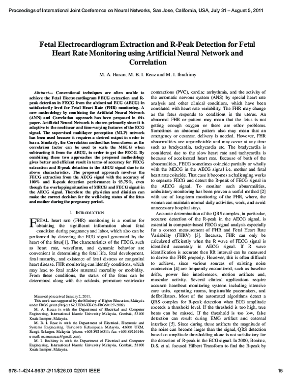 (PDF) Fetal electrocardiogram extraction and R-peak detection for fetal ...