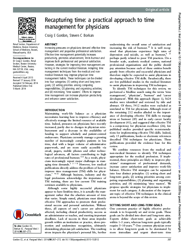 (PDF) Recapturing time: a practical approach to time management for ...