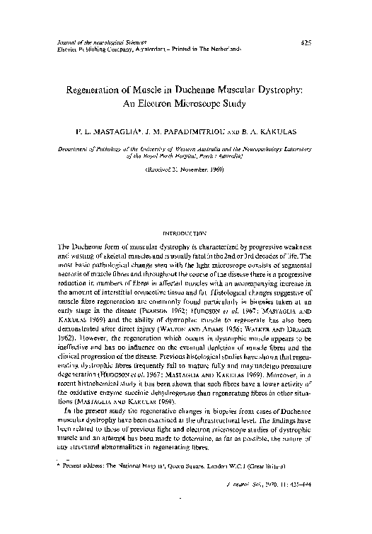(PDF) Regeneration of muscle in Duchenne muscular dystrophy: An ...