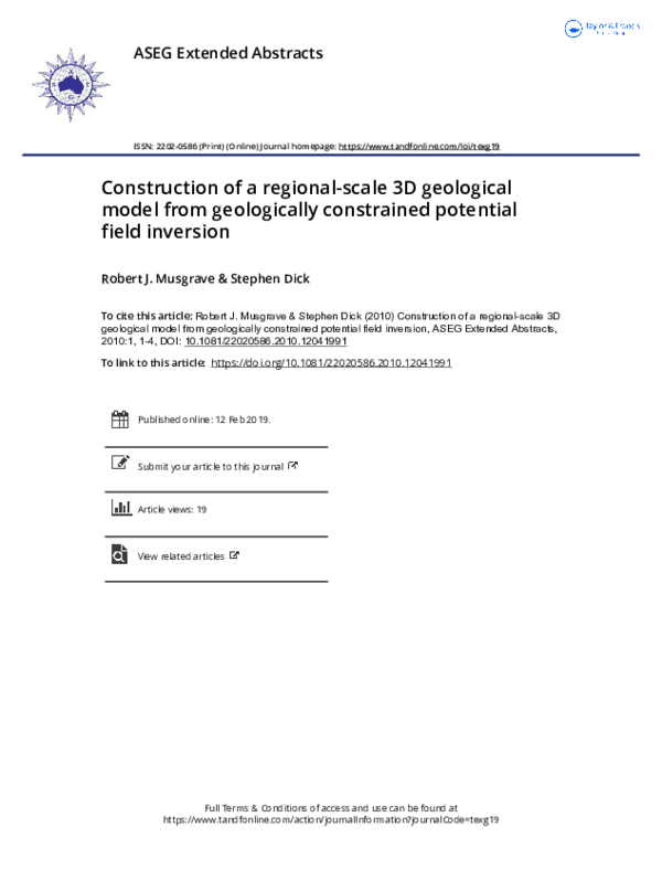 (PDF) Construction of a regional-scale 3D geological model from geologically constrained ...