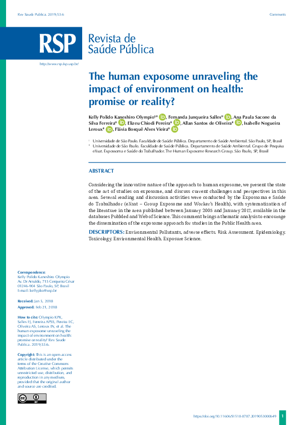 (PDF) The human exposome unraveling the impact of environment on health ...