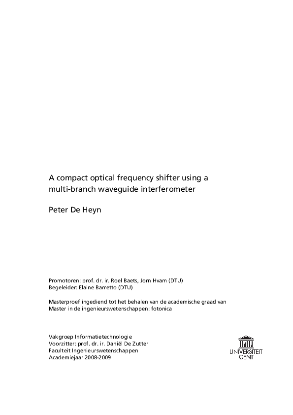 (PDF) A compact optical frequency shifter using