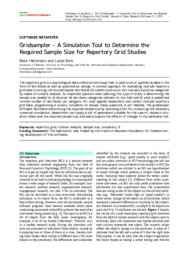 (PDF) Gridsampler – A Simulation Tool to Determine the Required Sample ...