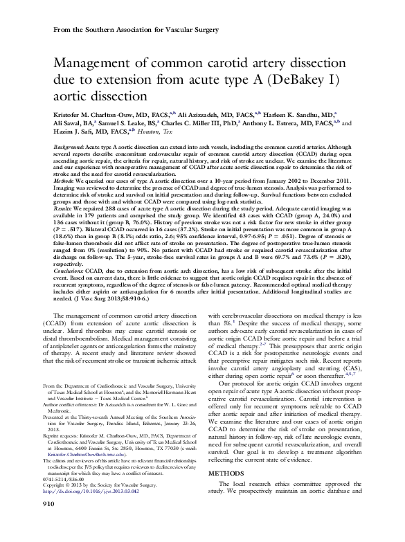 (PDF) Management of common carotid artery dissection due to extension ...