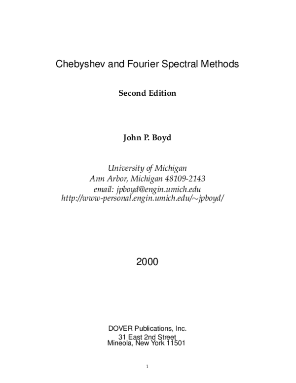 (PDF) Chebyshev and Fourier spectral methods