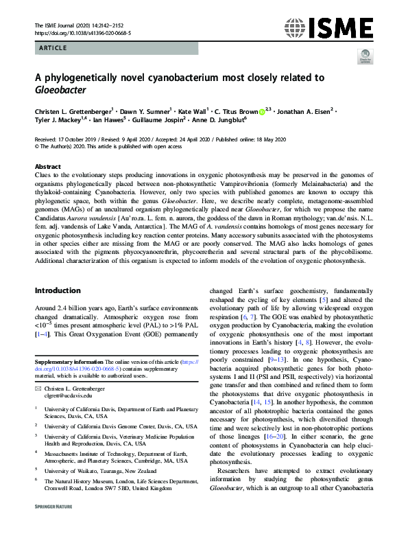 (PDF) A phylogenetically novel cyanobacterium most closely related to ...