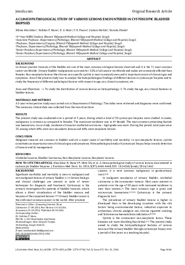 (PDF) A Clinicopathological Study of Various Lesions Encountered in ...