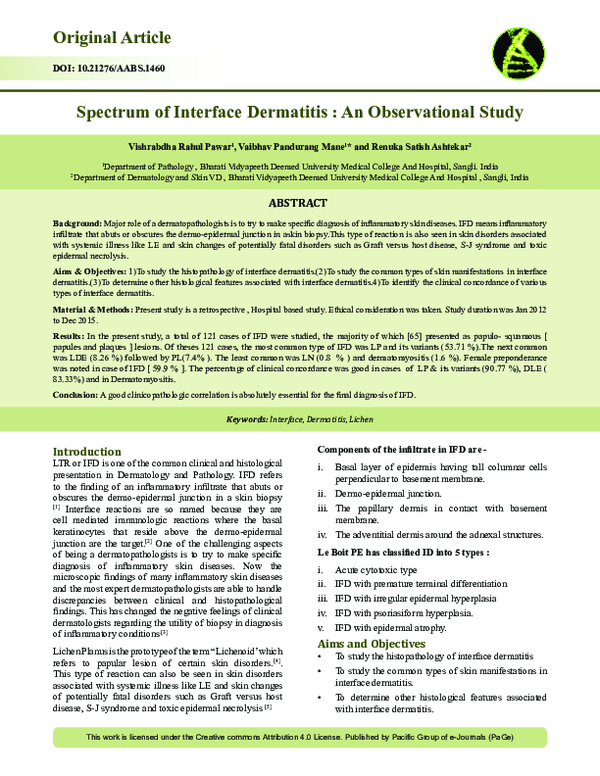 (PDF) Spectrum of Interface dermatitis : An Observational study