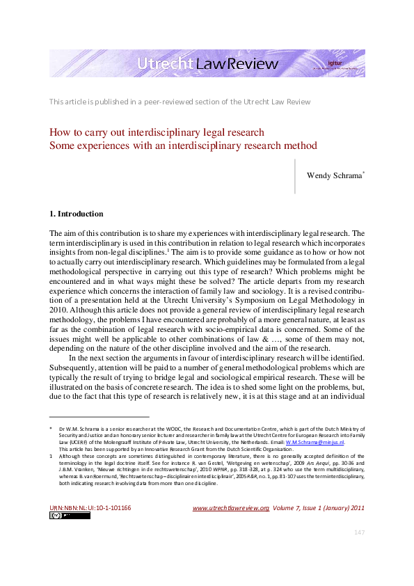 (PDF) How to carry out interdisciplinary legal research. Some ...