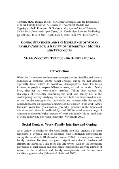 (PDF) Coping Strategies and the Experience of Work-Family Conflict: A ...