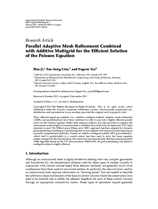 (PDF) Parallel Adaptive Mesh Refinement Combined with Additive Multigrid for the Efficient ...