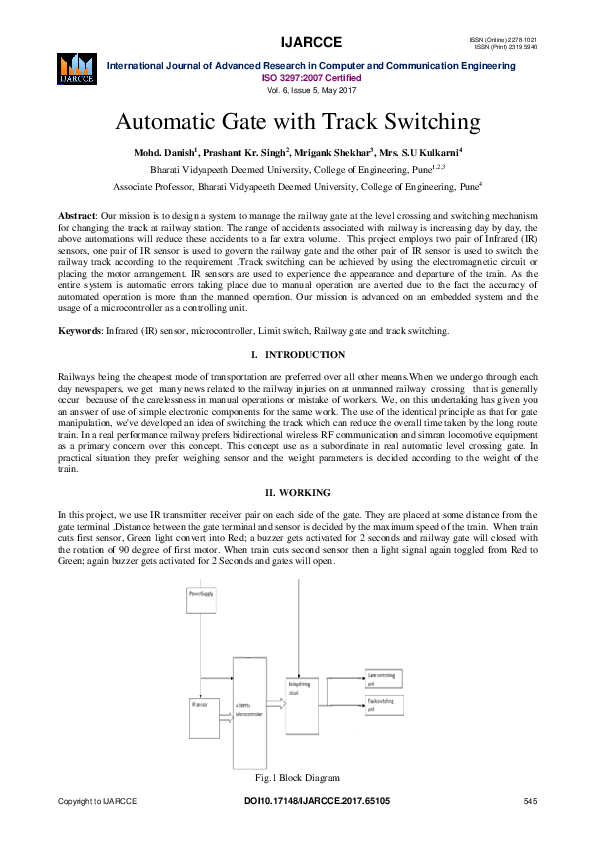 (PDF) Automatic Gate with Track Switching