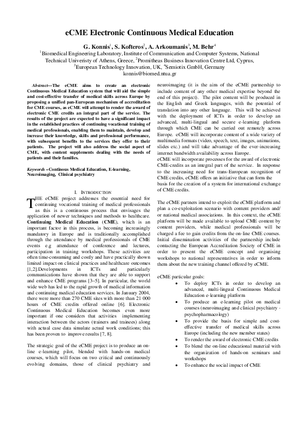 (PDF) eCME Electronic Continuous Medical Education