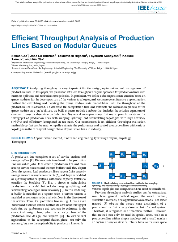 (PDF) Efficient Throughput Analysis of Production Lines Based on ...