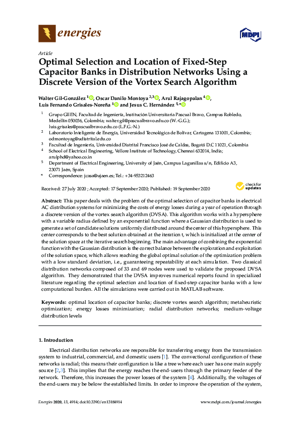 (PDF) Optimal Selection and Location of Fixed-Step Capacitor Banks in Distribution Networks ...