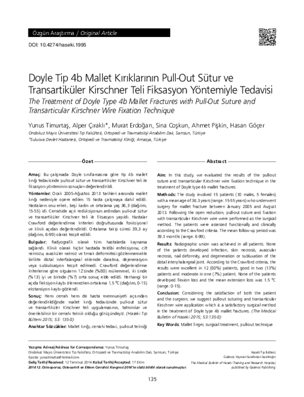 (PDF) The Treatment of Doyle Type 4b Mallet Fractures with Pull-Out ...