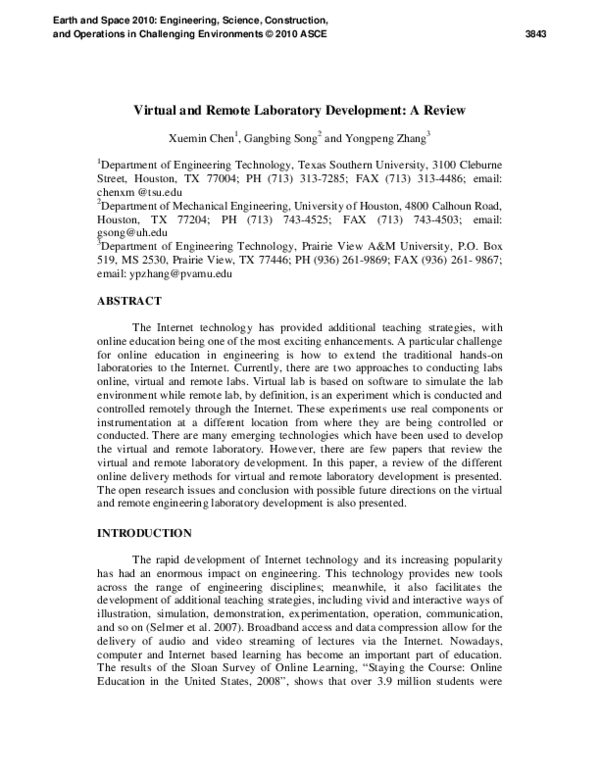 (PDF) Virtual and Remote Laboratory Development: A Review