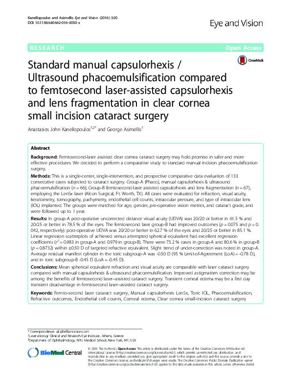 (PDF) Standard manual capsulorhexis / Ultrasound phacoemulsification ...