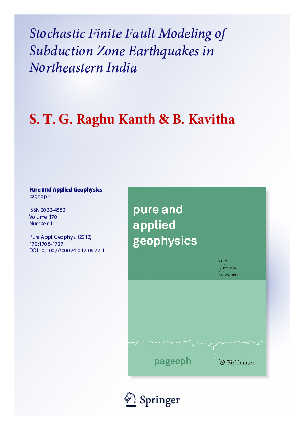 (PDF) Stochastic Finite Fault Modeling of Subduction Zone Earthquakes in Northeastern India