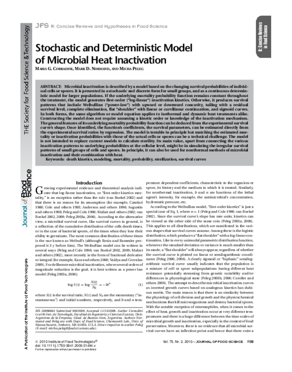 (PDF) Stochastic and Deterministic Model of Microbial Heat Inactivation