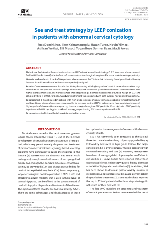 (PDF) LEEP Conization in Abnormal Cervical Cytology