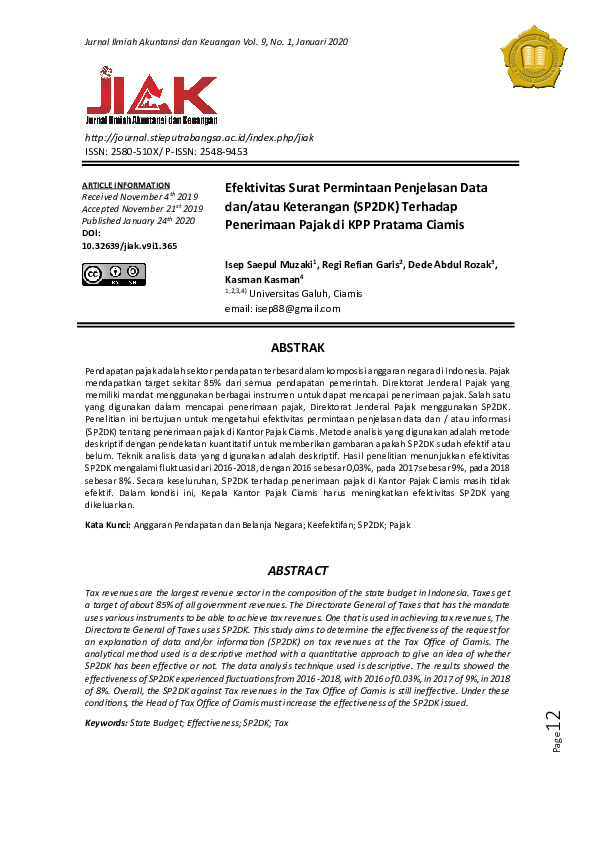 (PDF) Efektivitas Surat Permintaan Penjelasan Data dan/atau Keterangan ...