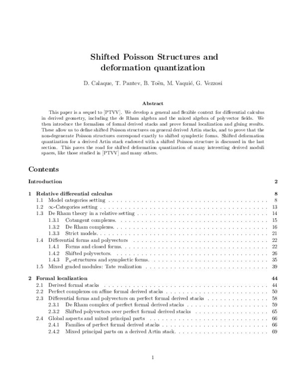 (PDF) Shifted Poisson structures and deformation quantization