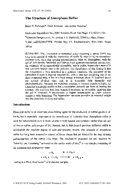 (PDF) Structure of amorphous sulfur