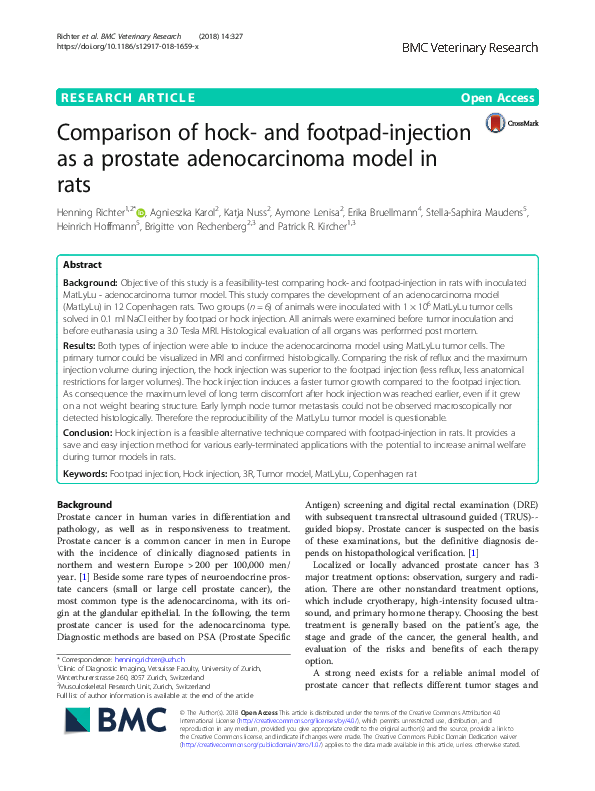 (PDF) Comparison of hock- and footpad-injection as a prostate ...