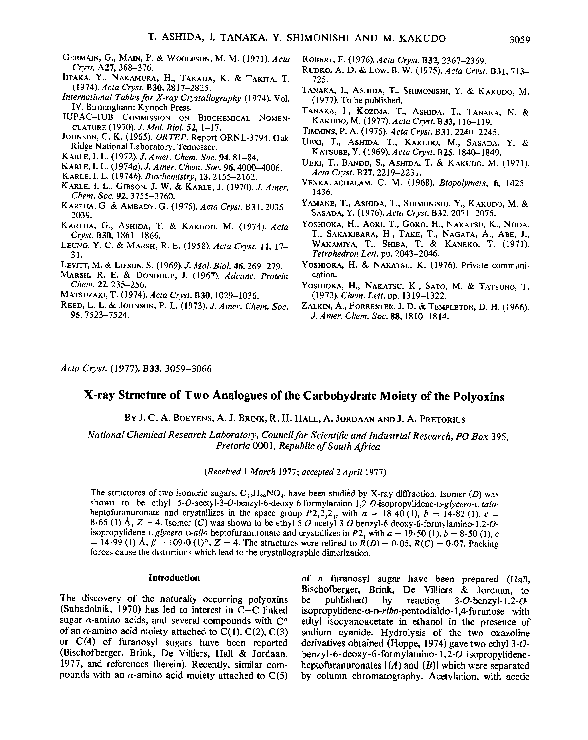 (PDF) X-ray structure of two analogues of the carbohydrate moiety of ...