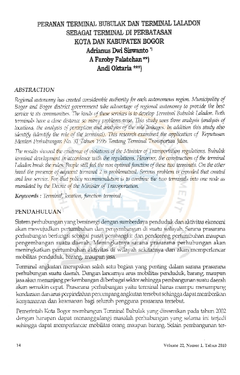 (PDF) Peranan Terminal Bubulak dan Terminal Laladon Sebagai Terminal di ...