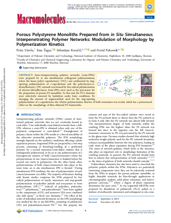 (PDF) Porous Polystyrene Monoliths Prepared from in Situ Simultaneous ...