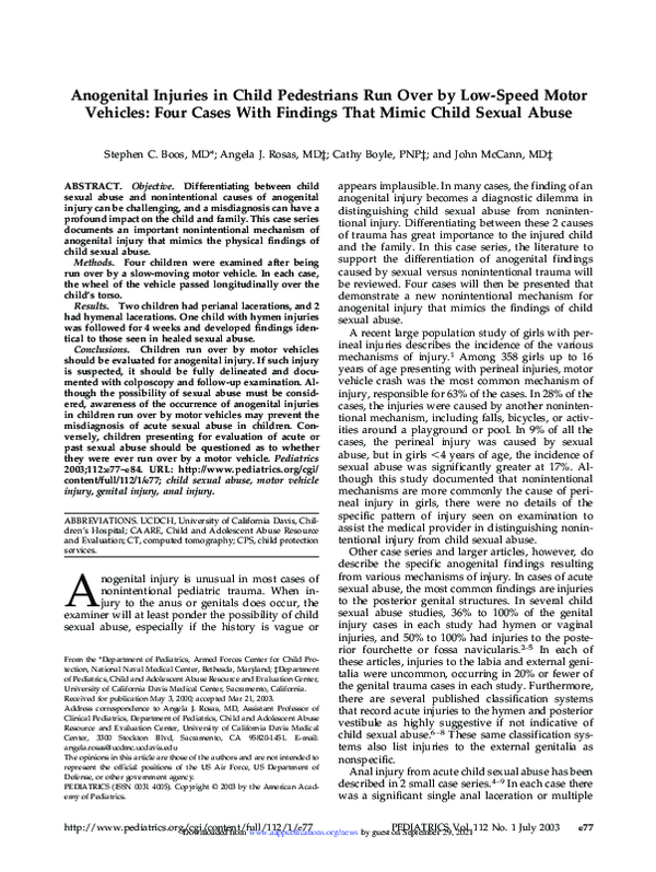 (PDF) Anogenital Injuries in Child Pedestrians Run Over by Low-Speed ...