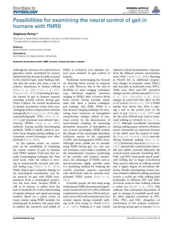 (PDF) Possibilities for examining the neural control of gait in humans ...