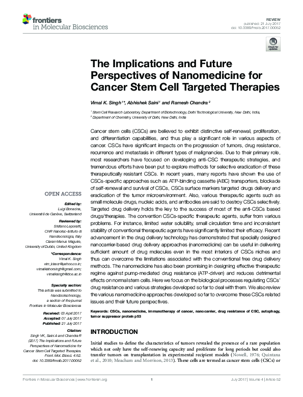 (PDF) The Implications and Future Perspectives of Nanomedicine for ...
