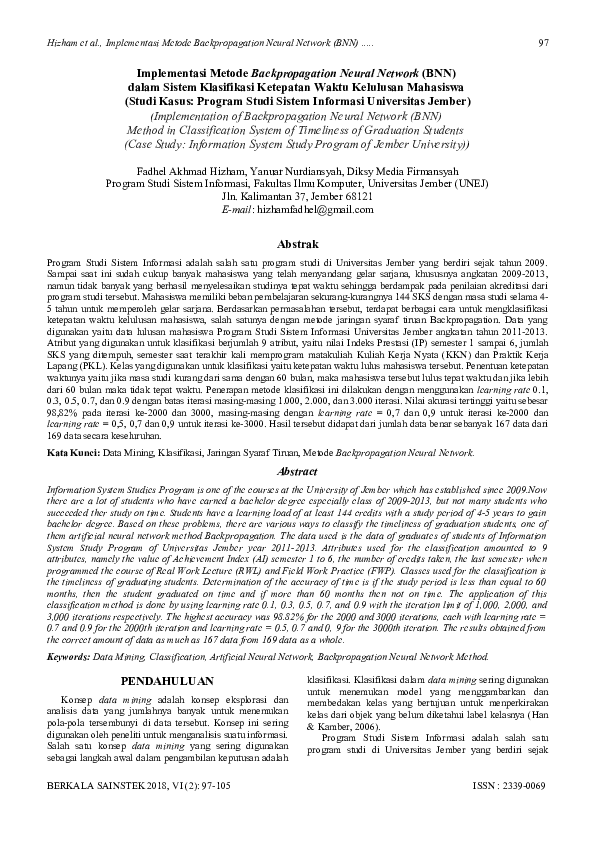 (PDF) Implementasi Metode Backpropagation Neural Network (BNN) dalam Sistem Klasifikasi ...