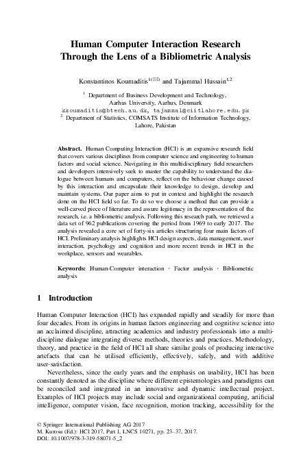 (PDF) Human Computer Interaction Research Through the Lens of a ...