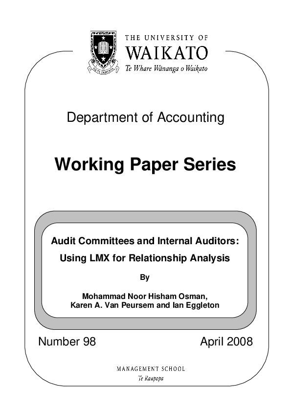 (PDF) Audit committees and internal auditors: Using LMX for relationship analysis