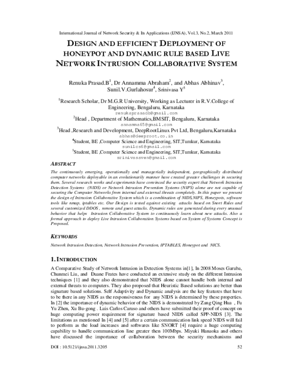(PDF) Design And Efficient Deployment Of Honeypot And Dynamic Rule Based Live Network Intrusion ...