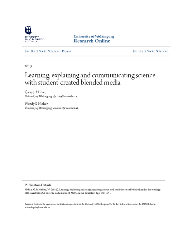 (PDF) Learning, explaining and communicating science with student ...