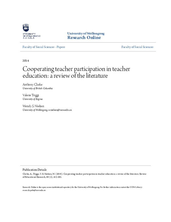 (PDF) Cooperating Teacher Participation in Teacher Education: A Review ...