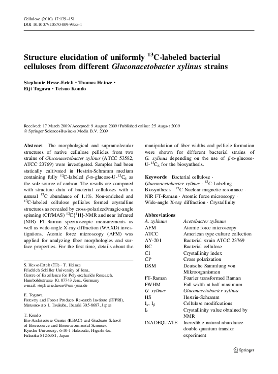(PDF) Structure elucidation of uniformly 13C-labeled bacterial ...