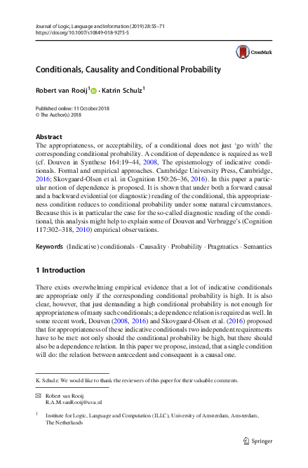 (PDF) Conditionals, Causality and Conditional Probability